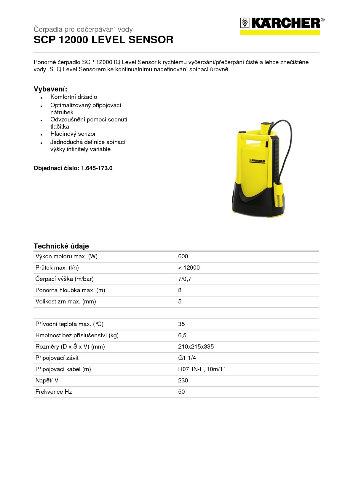 Kärcher Ponorné čerpadlo na čistou vodu SCP 12000 | Kärcher Center REA